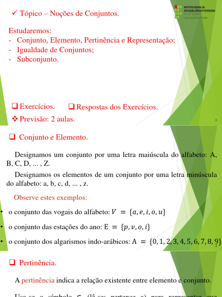 Noções de Conjuntos e Subconjuntos | PDF | Conjunto (Matemática ...