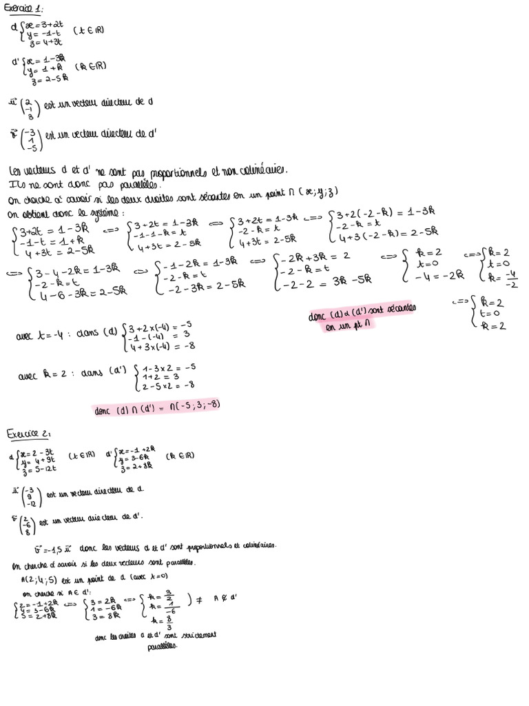 Exercice 1 Et 2 Maths Pdf