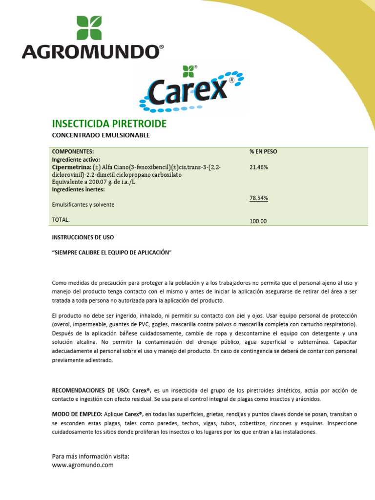 Ficha-Técnica-CAREX | PDF | Agua | Residuos