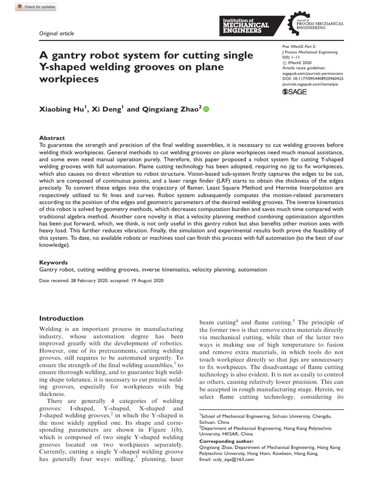 A Gantry Robot System For Cutting Single | PDF | Kinematics | Welding