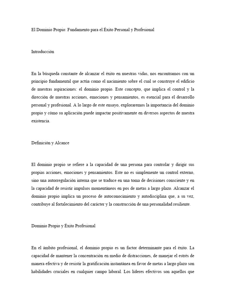 Dominio Propio: Clave del Éxito Personal | PDF | Las emociones ...