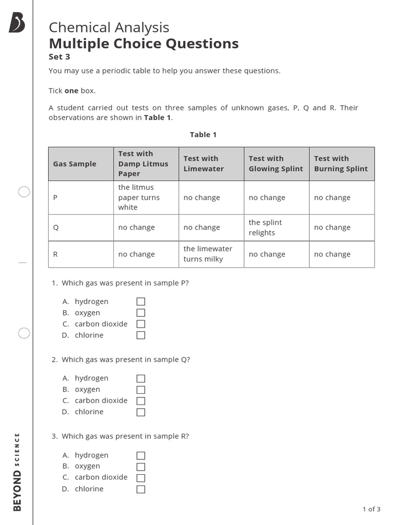 Chemical Analysis Multiple Choice Questions Set 3 | PDF | Chemical ... Chemical Analysis Multiple Choice Questions Set 3 | PDF | Chemical ...