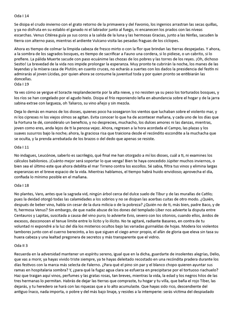 Odas Selección Horacio | PDF | Derecho | Poesía