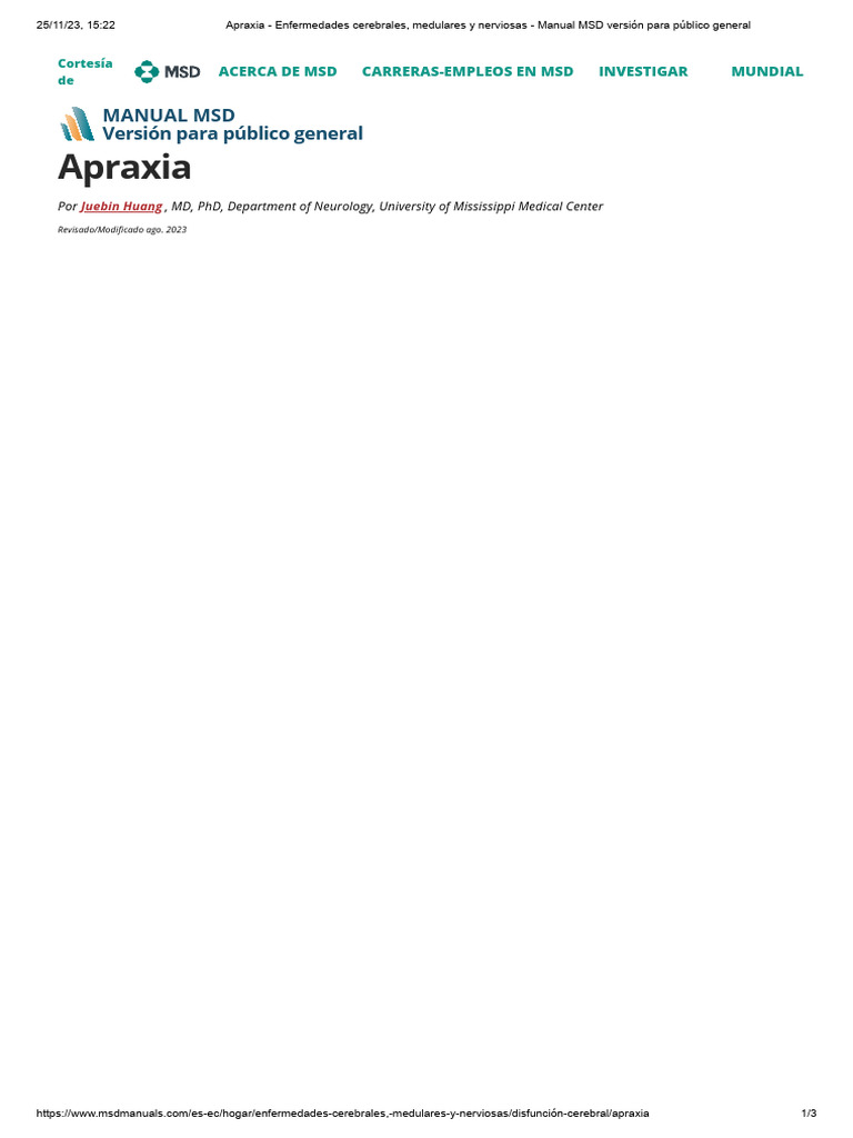 Apraxia - Enfermedades Cerebrales, Medulares y Nerviosas - Manual MSD ...