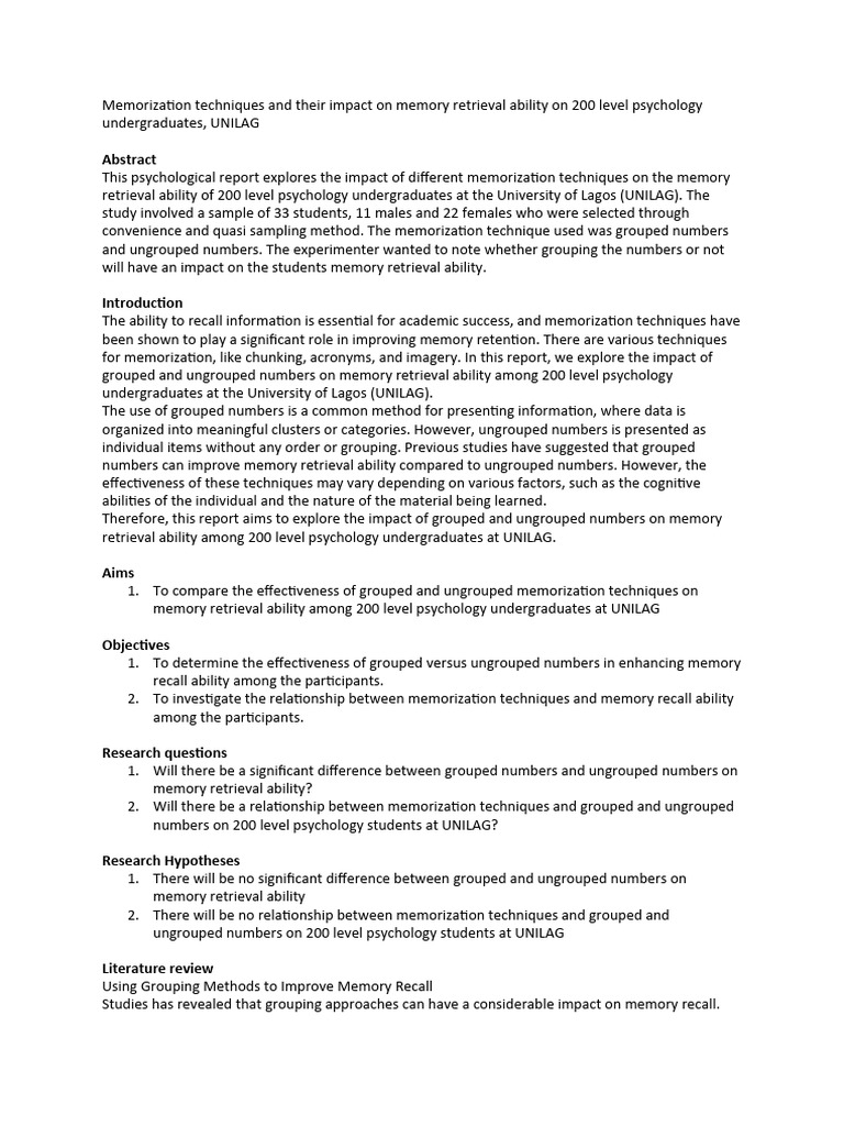 Memotization Techniques | PDF | Memory | Recall (Memory)