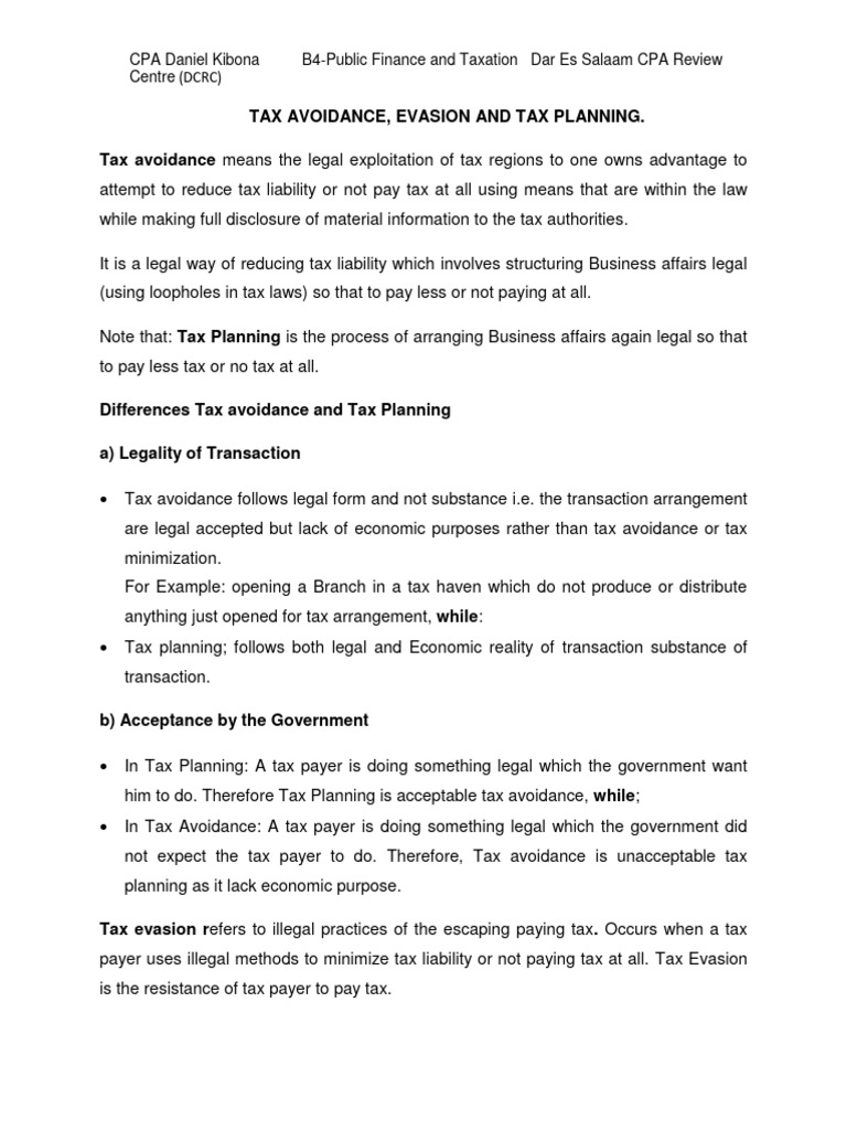 Tax Avoidance and Tax Evasion | PDF | Taxes | Tax Avoidance