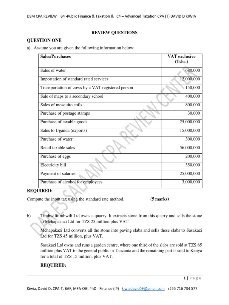 Review Questions - VAT | PDF | Value Added Tax | Taxes