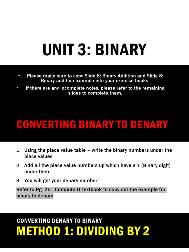 Unit 3 - Binary | PDF | Decimal | Numbers