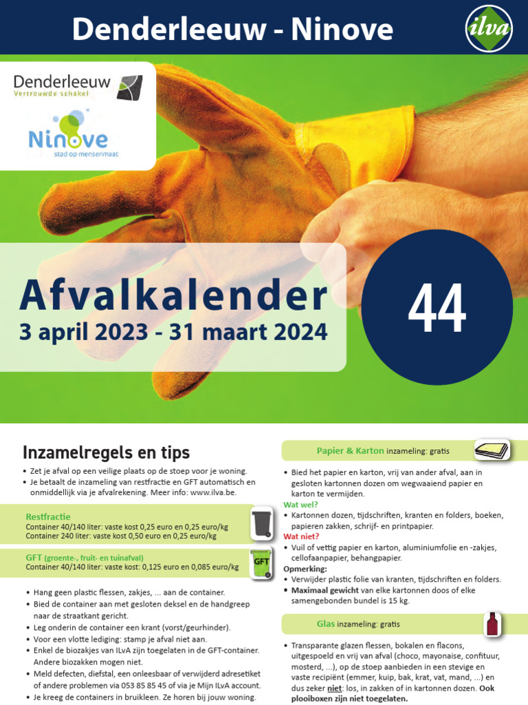 Vuilnis Ophaling Ninove - Kalender 2023 | PDF