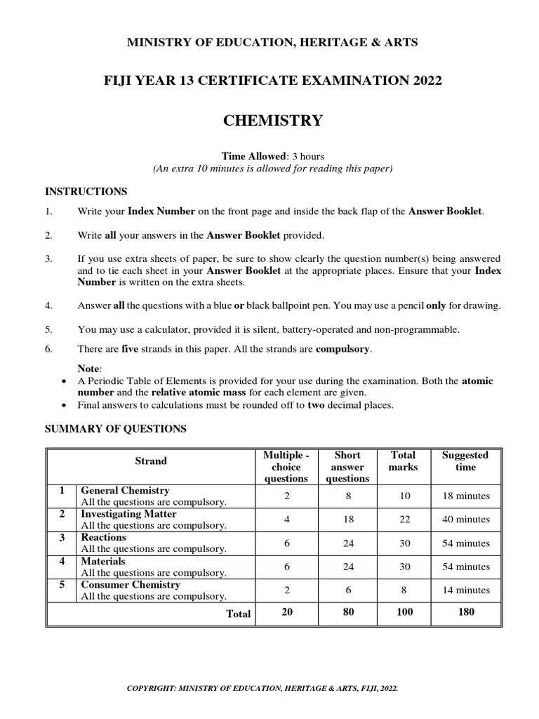 Y13 Chem QP | PDF | Redox | Chemical Reactions