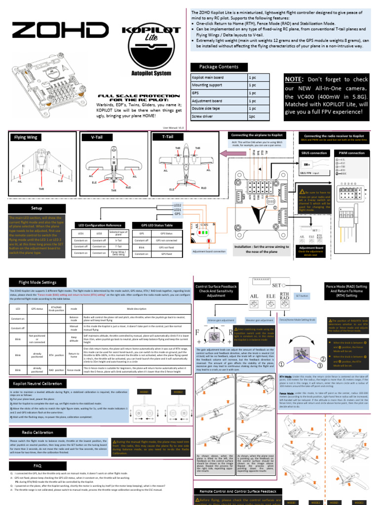 ZOHD Kopilot Lite Installation Guide | PDF | Flight Control Surfaces ...