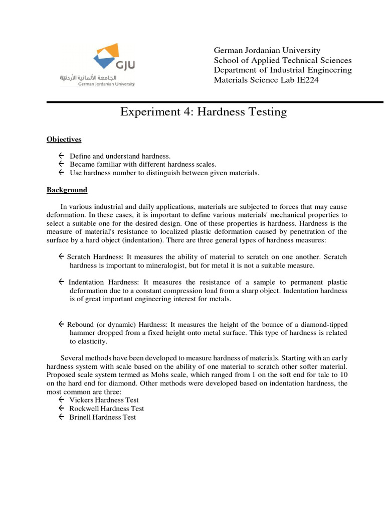 Hardness Test | PDF | Hardness | Mechanical Engineering
