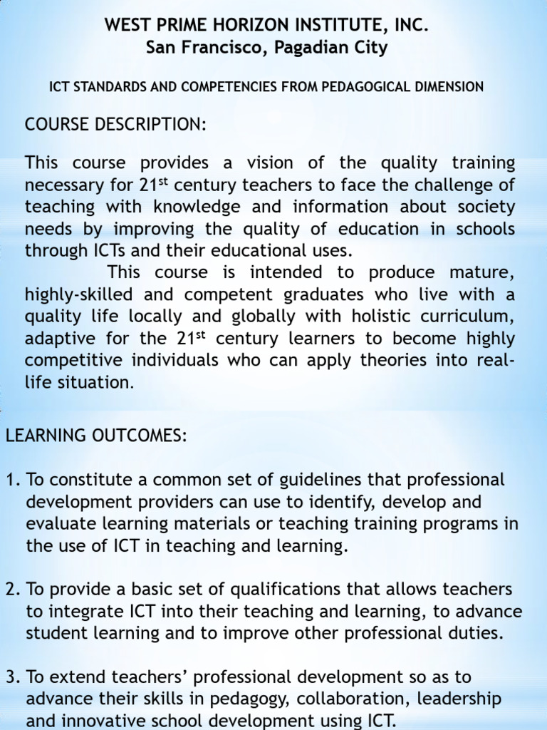 ICT Standard | PDF | Educational Technology | Information And ...