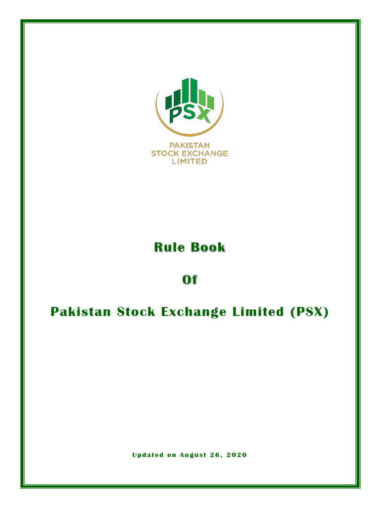 PAkistan Stock Market Rule Book | PDF | Securities (Finance) | Exchange ...