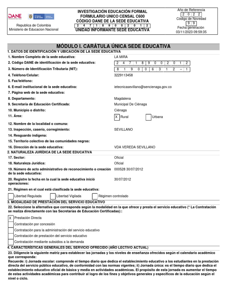 Formulario | PDF | Educación primaria | Educación de la primera infancia