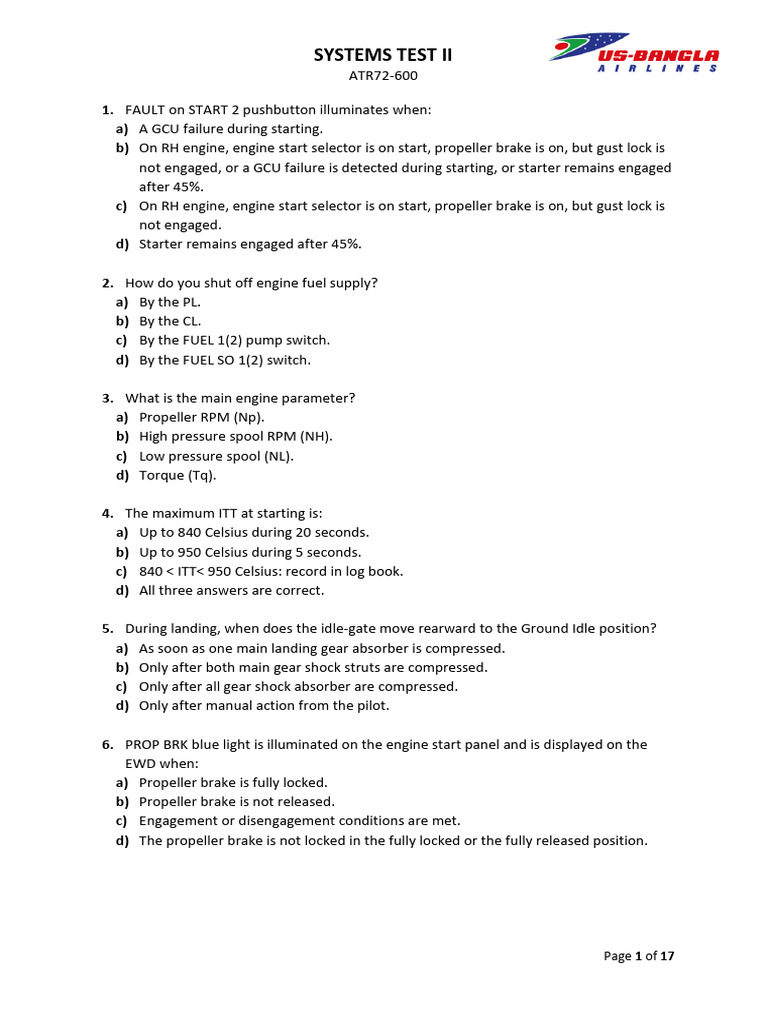 Final Systems Test 2 | PDF | Pump | Landing Gear