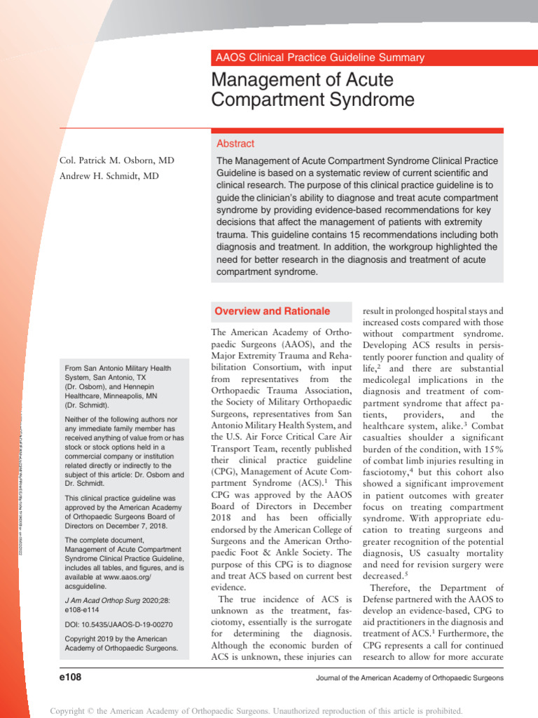 Management of Acute Compartment Syndrome5 | PDF | Medical Diagnosis ...