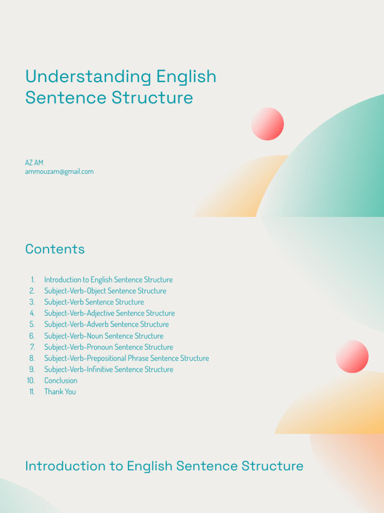 Understanding English Sentence Structure | PDF | Verb | Subject (Grammar)