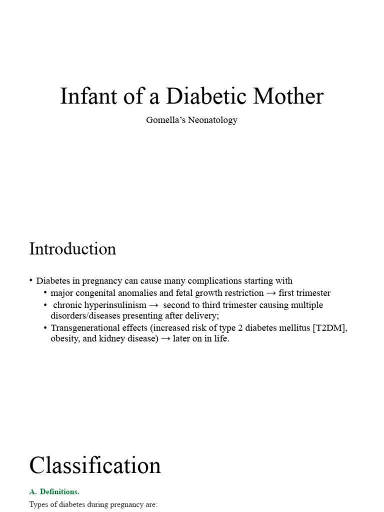 Infant Complications from Maternal Diabetes | PDF | Gestational ...
