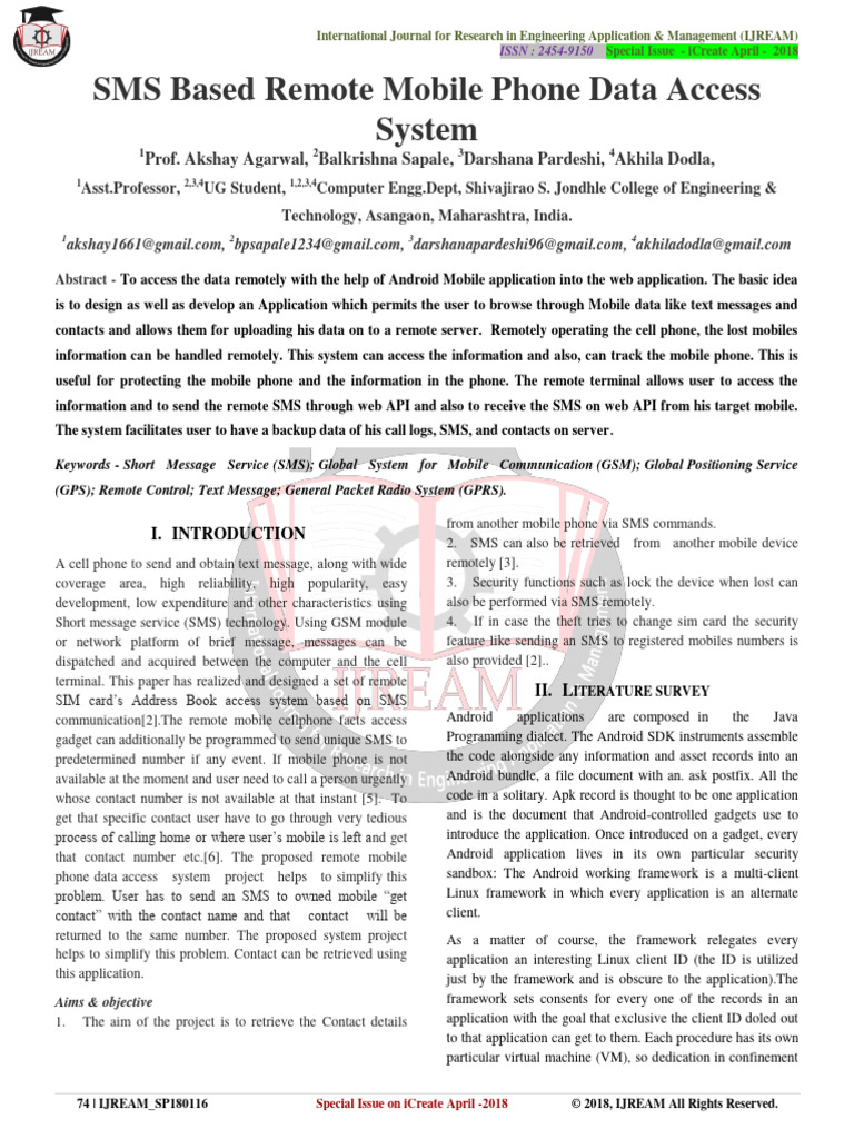 SMS Remote | PDF | Android (Operating System) | Mobile Phones