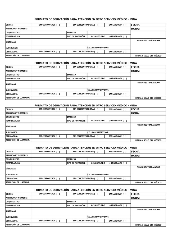 Formato de Derivación Pacientes | PDF | Medicina CLINICA | Cuidado de ...