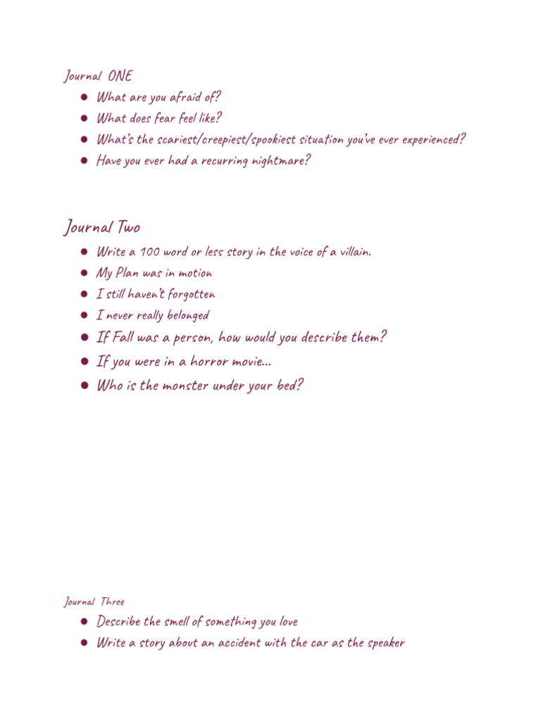 Creative Writing Journal Prompts | PDF