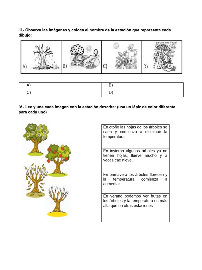 Guia-N°1-Ciencias-Naturales Las Estaciones | PDF | Temporada de ...