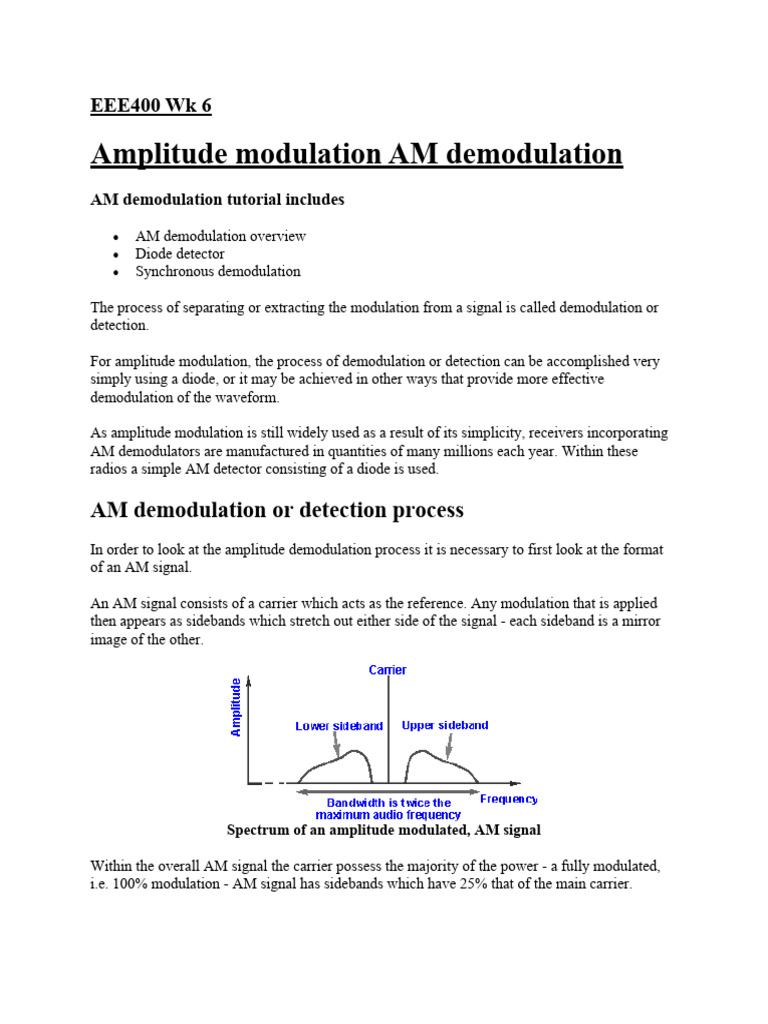 AM Demodulation Techniques Overview | PDF | Detector (Radio) | Modulation