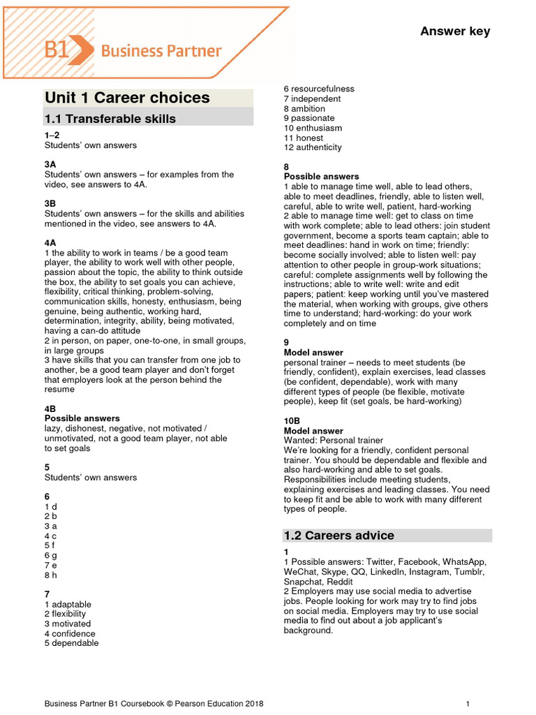 BP - b1 - Coursebook Answer Key | PDF | Climate Change | Renewable Energy