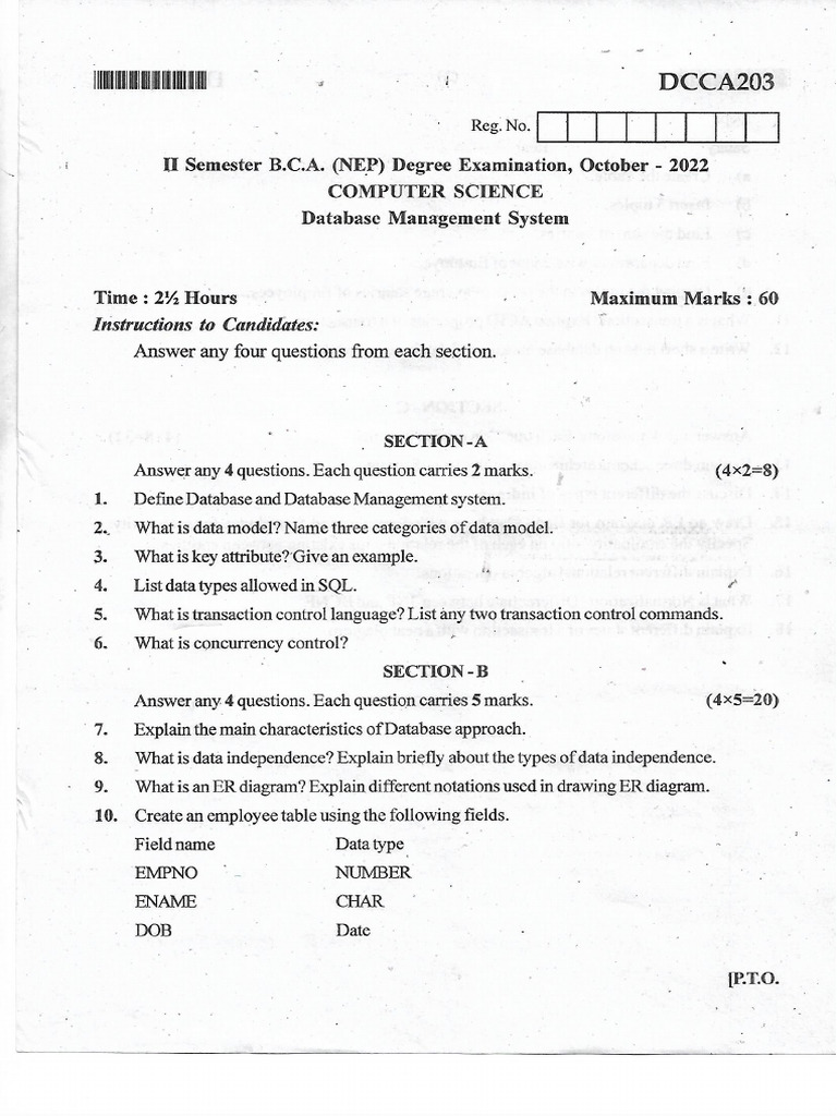 Database Management System QP NEp | PDF