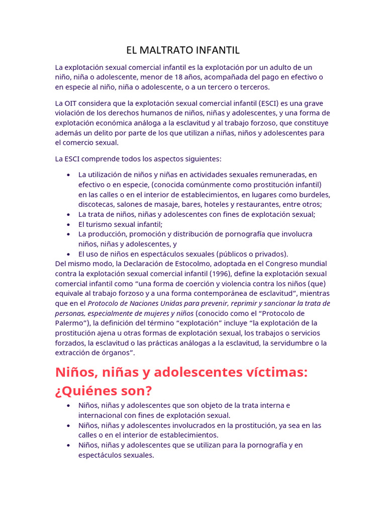 El Maltrato Infantil | PDF | La violencia contra las mujeres | Violencia