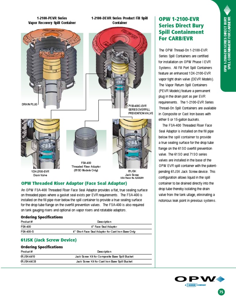 OPW 1-2100-EVR Series Direct Bury Spill Containment For Carb/Evr | PDF ...