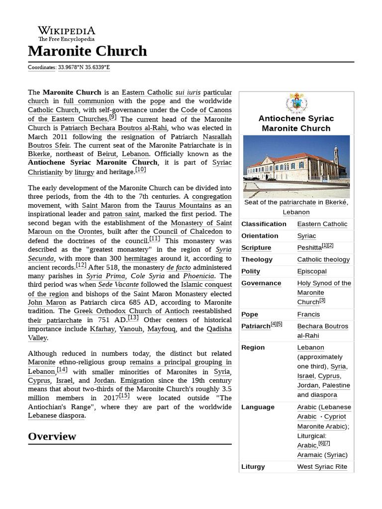 Maronite Church | PDF | Christian Denominational Families | Eastern ...