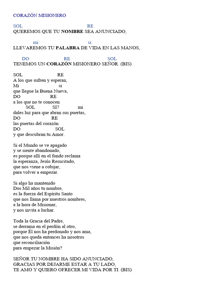 Corazón Misionero: Letra y Mensaje | PDF