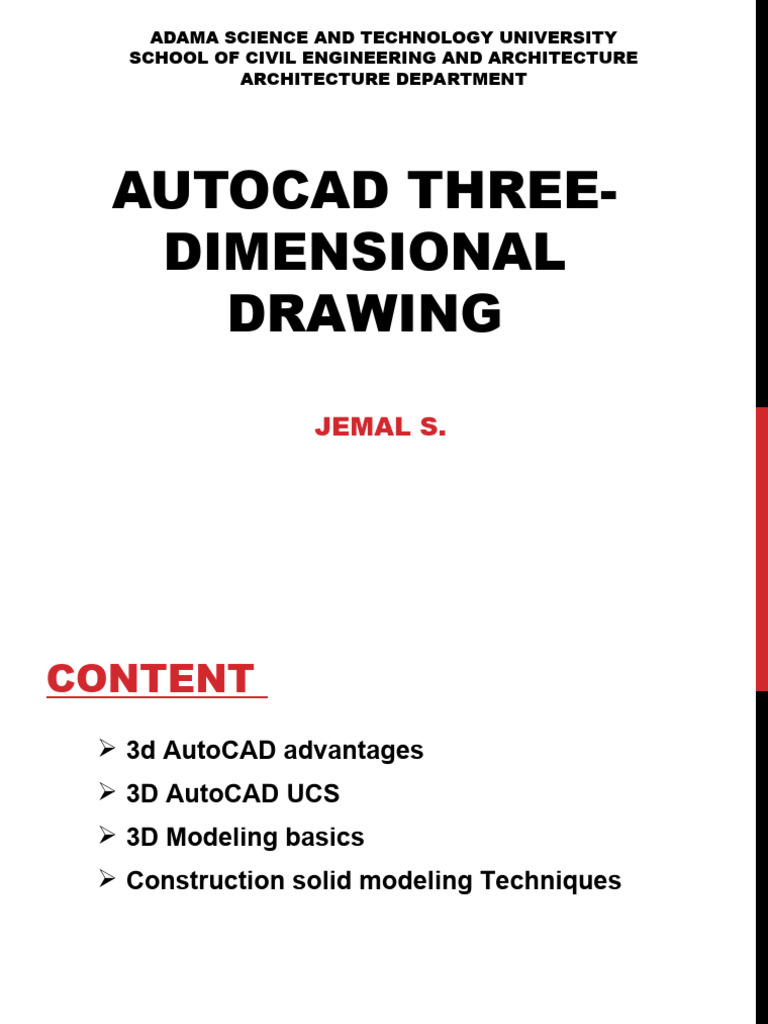 AutoCAD ppt-5 AutoCAD Three-Dimensional Drawing | Download Free PDF | 3 D Computer Graphics | 3 ...
