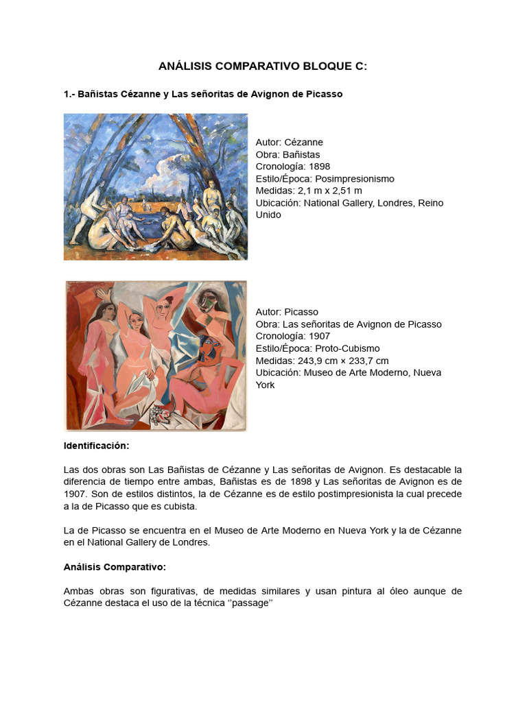 Análisis Comparativo Bloque C | PDF | Pablo Picasso | Cubismo