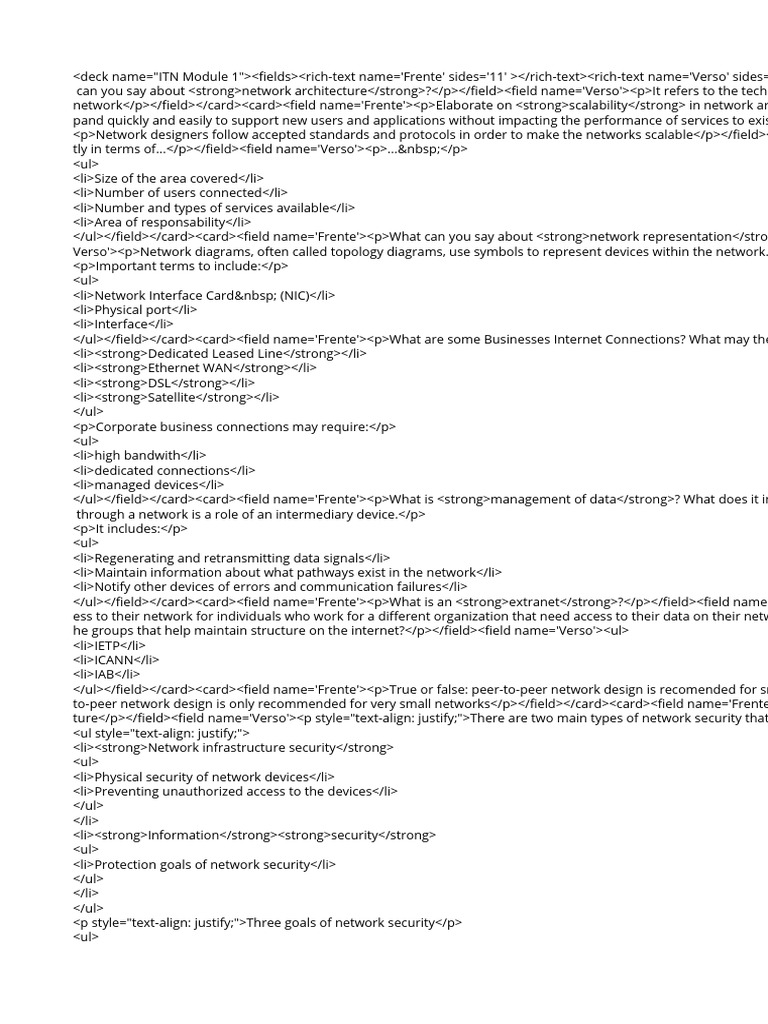 Flashcards - Itn - Module - 1 | PDF | Computer Network | Network Switch
