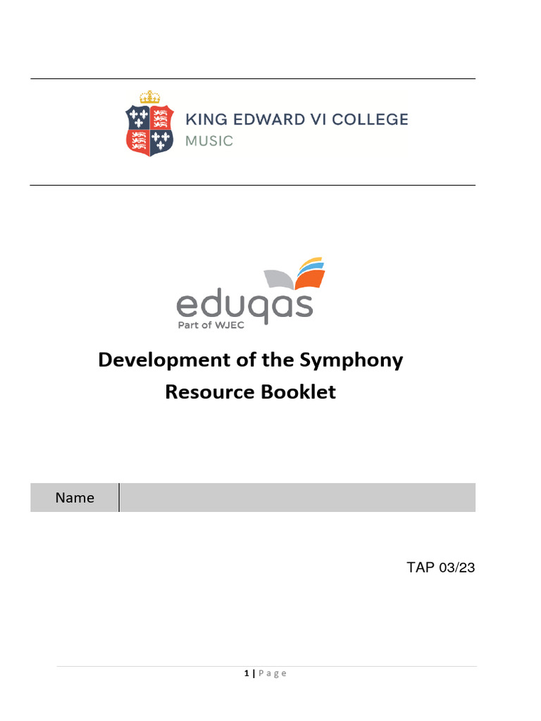 Development of The Symphony Resource Booklet | PDF | Symphony | Orchestras