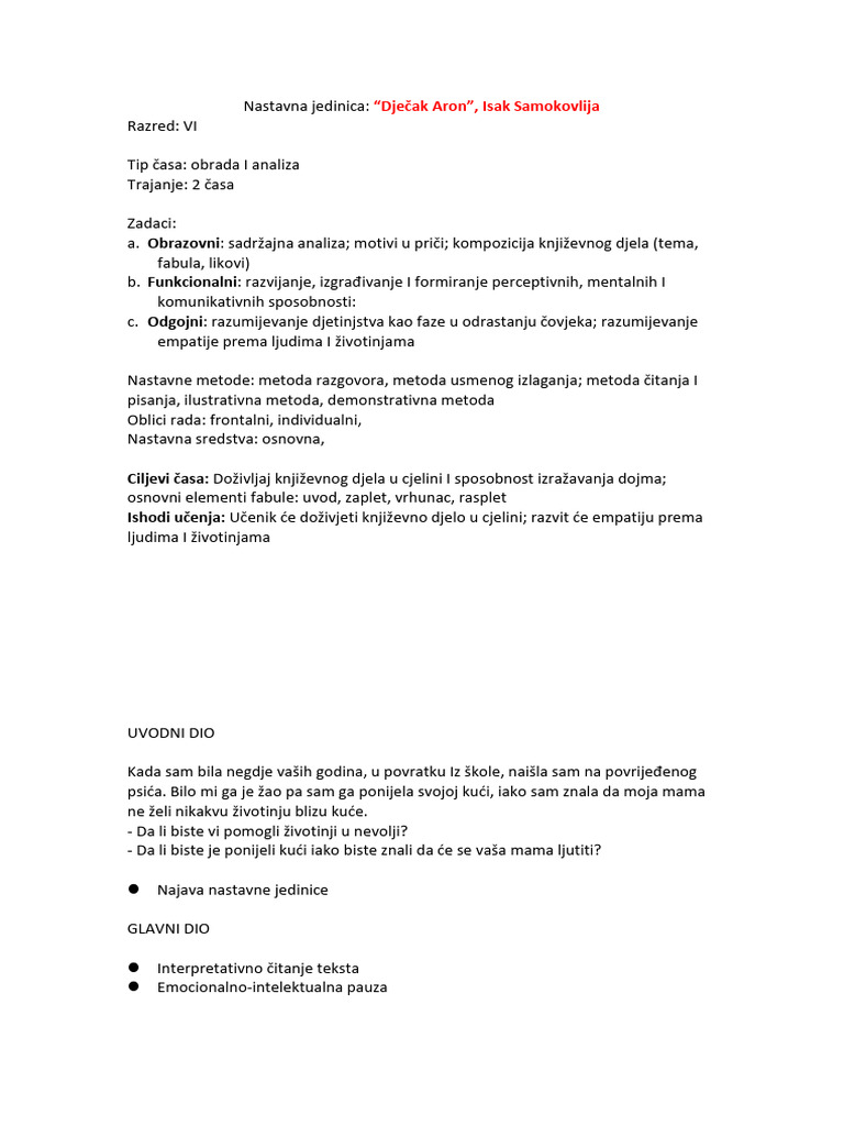 Dječak Aron, Isak Samokovlija | PDF