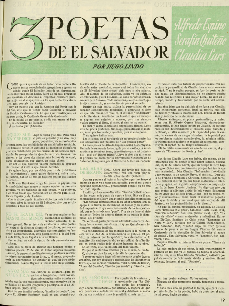 Poetas Salvadoreños Destacados | PDF