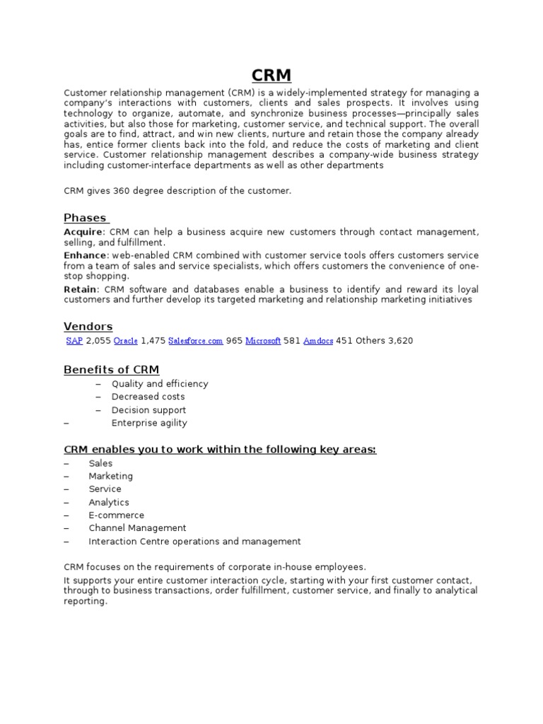 CRM Overview | PDF | Customer Relationship Management | Sales