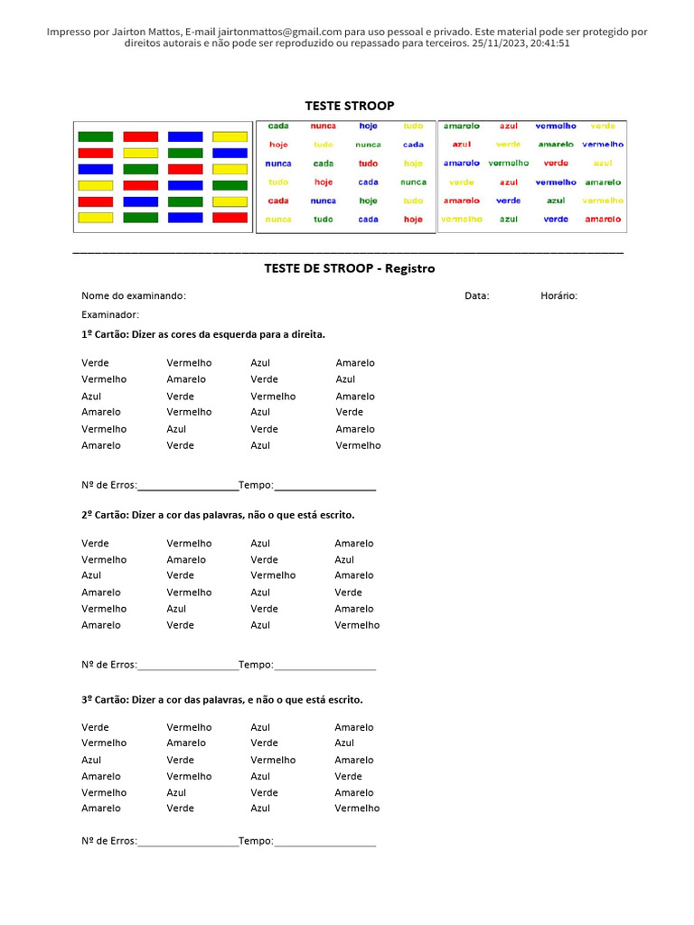 Stroop Victória Folha de Registro 2-Convertido - Passei Direto | PDF