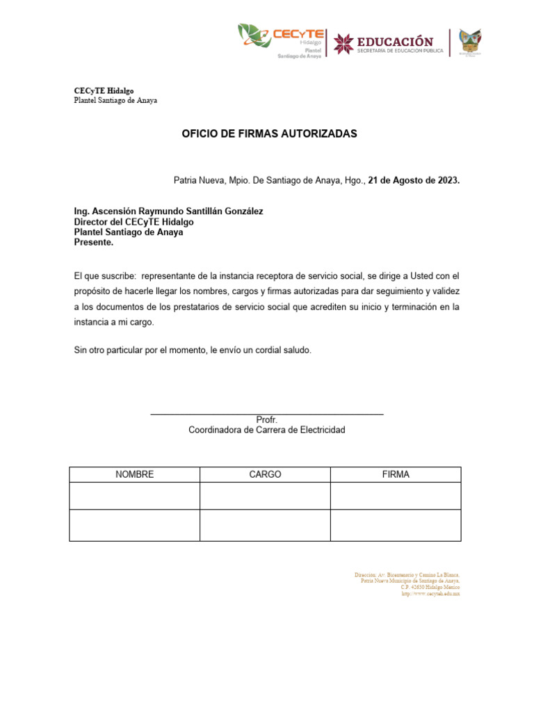Oficio de Firmas Autorizadas | PDF