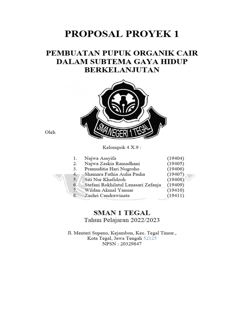 KEL.4 - X.9 - PROPOSAL PROYEK 1 - New | PDF | Kesehatan Holistik