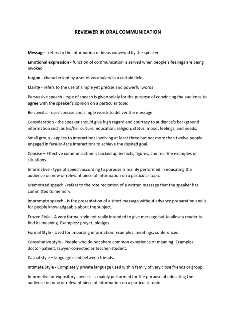 Reviewer Oral Comm | PDF | Communication | Information
