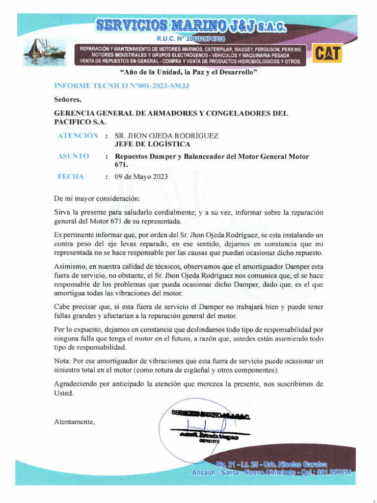 Informe Tecnico - 001-SMJJ | PDF