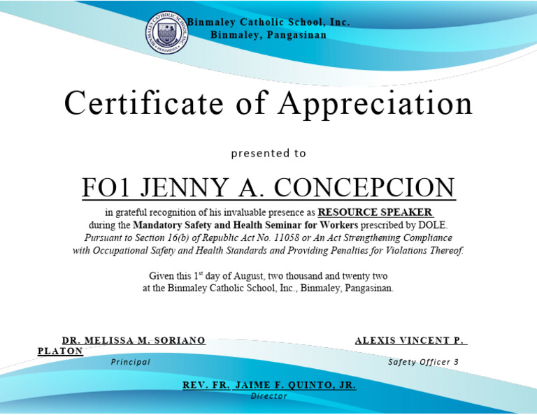 Certificate of Recognition Symposium | PDF