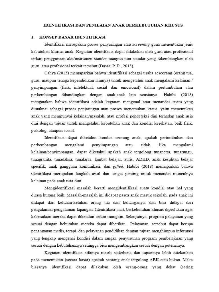 Identifikasi Anak Berkebutuhan Khusus | PDF | Karier & Perkembangan | Kesehatan Holistik