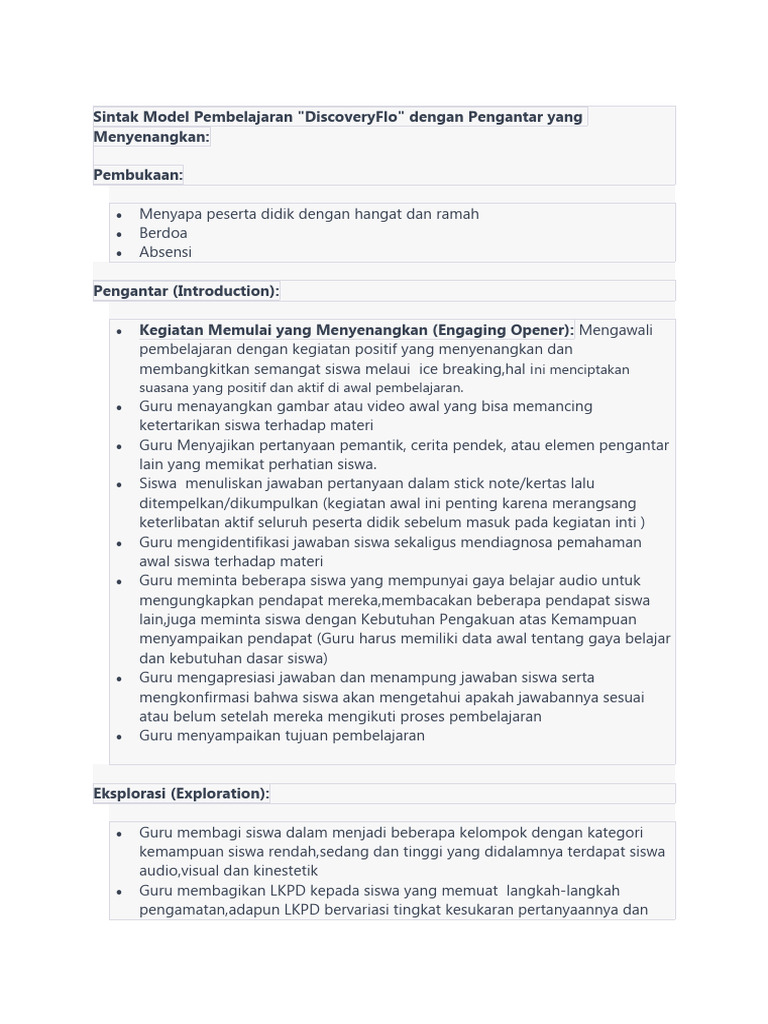 Sintak Model Pembelajaran | PDF