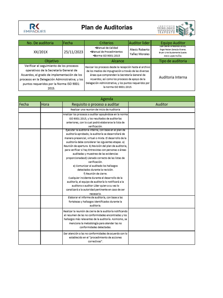 Plan de Auditoria | PDF | Auditoría | Contralor